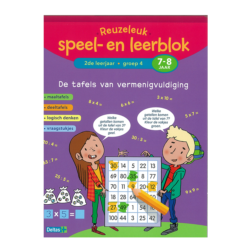 Reuzeleuk – speel-en leerblok De tafels van vermenigvuldiging (7 – 8 ...